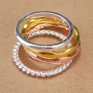 Jewelry | 225brand New 4 Piece Stackable 3 Color Ring Set Nwt | Poshmark